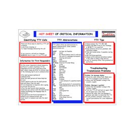 Hot Sheet of Critical Information for Emergency Personnel